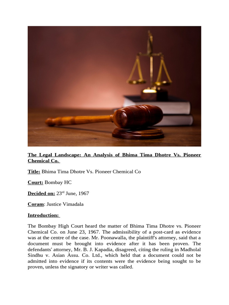 Bhima Tima Dhotre vs. Pioneer Chemical | PDF | Evidence (Law) | Evidence