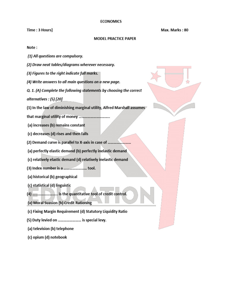 Economics Model Practice Paper | PDF | Gross Domestic Product ...