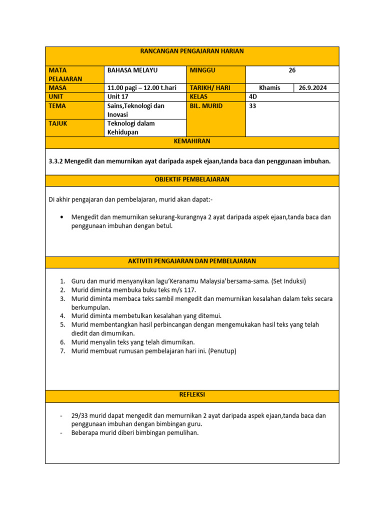 RPH BMT4D 26.9.24new | PDF | Kajian Bahasa Asing | Seni