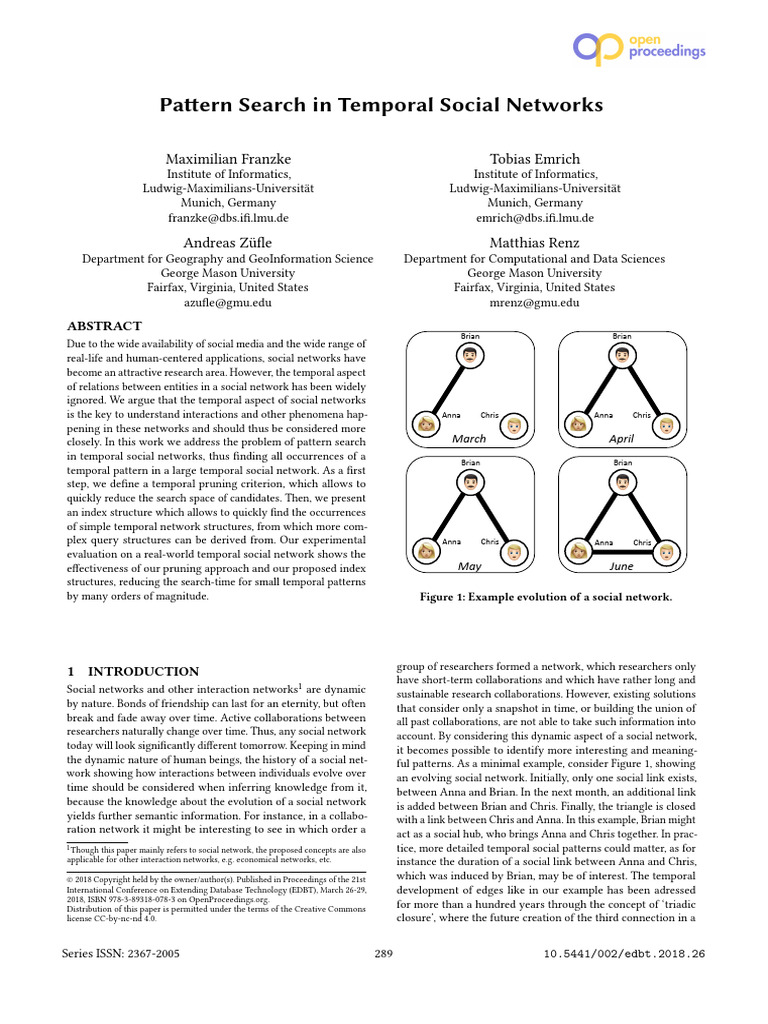 (2018 EDBT) Pattern Search in Temporal Social Networks | PDF | Vertex ...