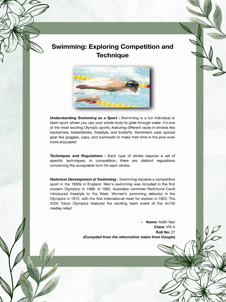 Sports Article Swimming Nidhi Nair 11 Article Final | PDF