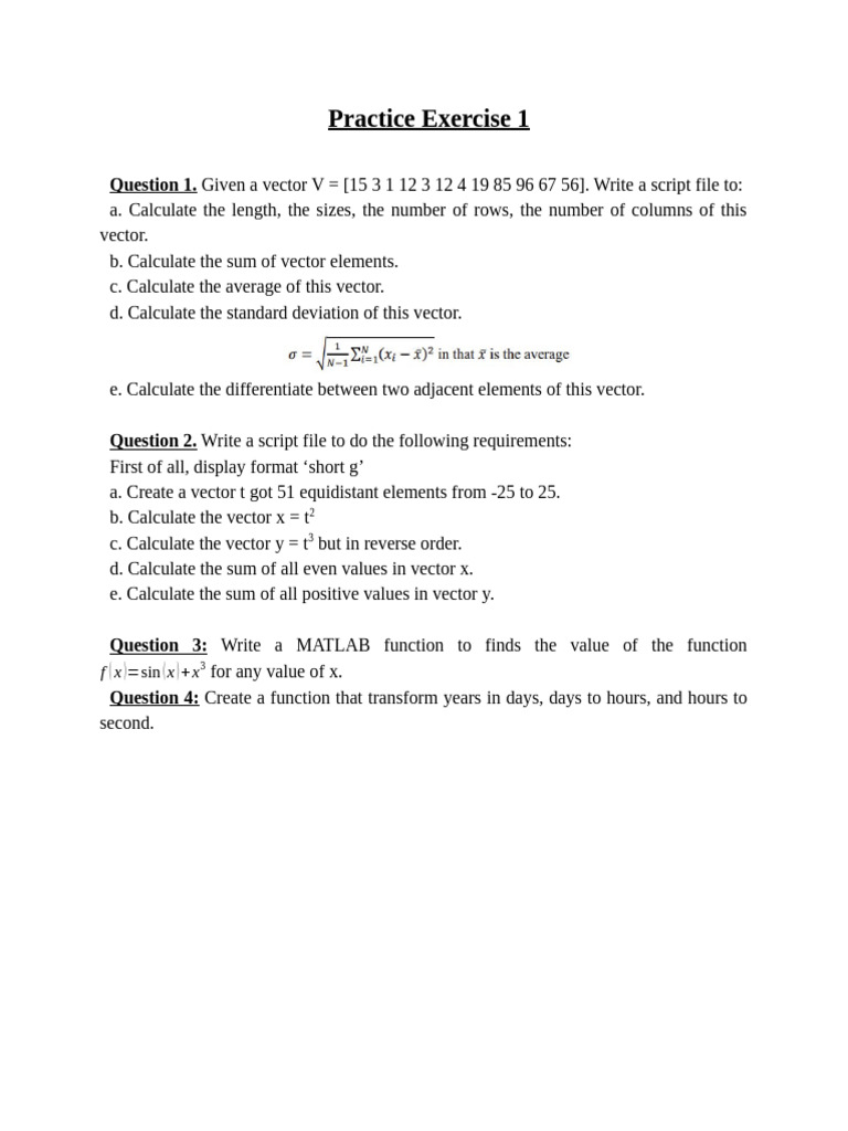 Practice Exercise 1 | PDF