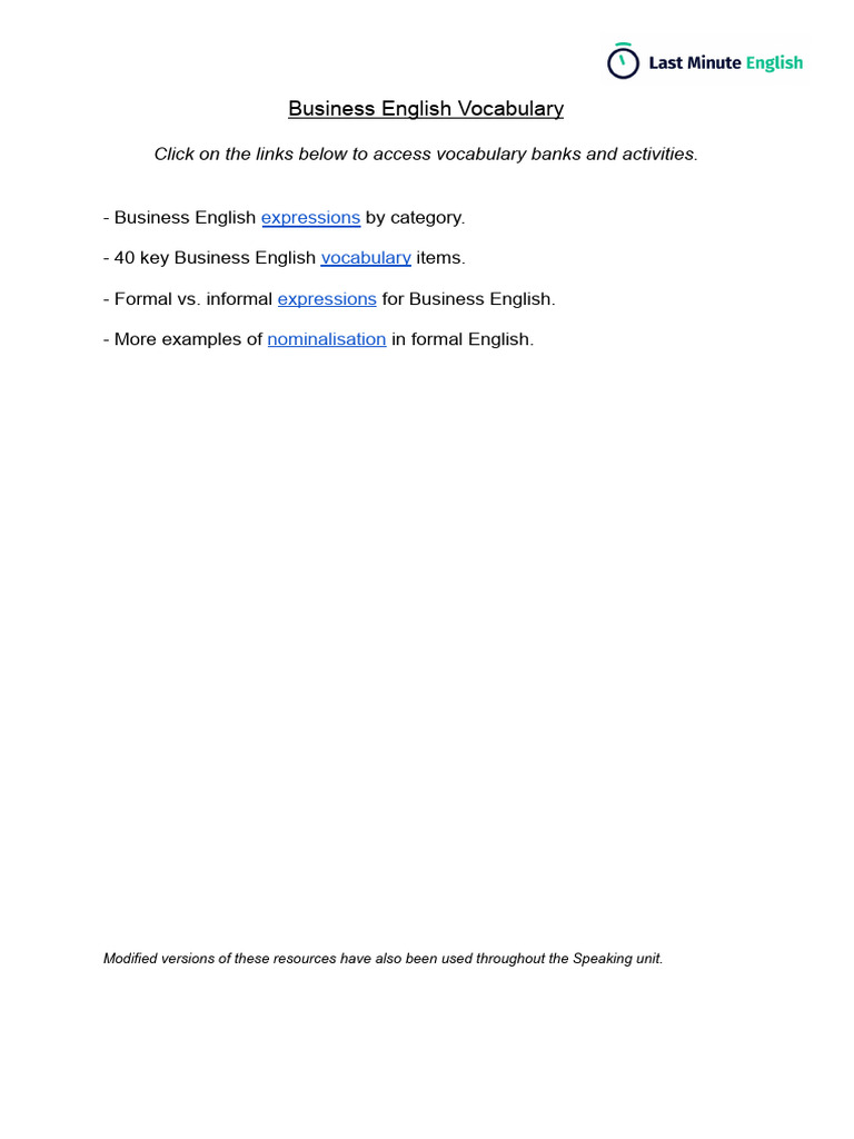 Business English Vocabulary | PDF