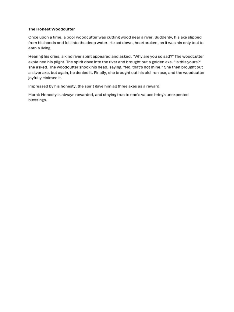 The Honest Woodcutter | PDF | Poetry