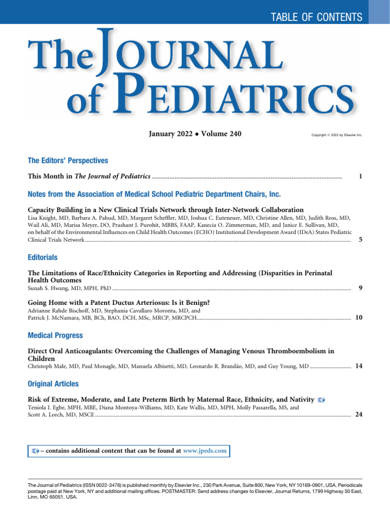 The Journal of Pediatrics | PDF | Doctor Of Medicine | Health Care