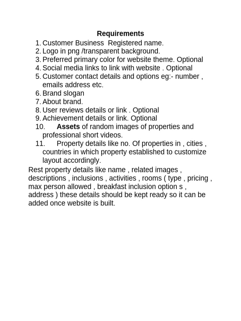 Requirement List | PDF