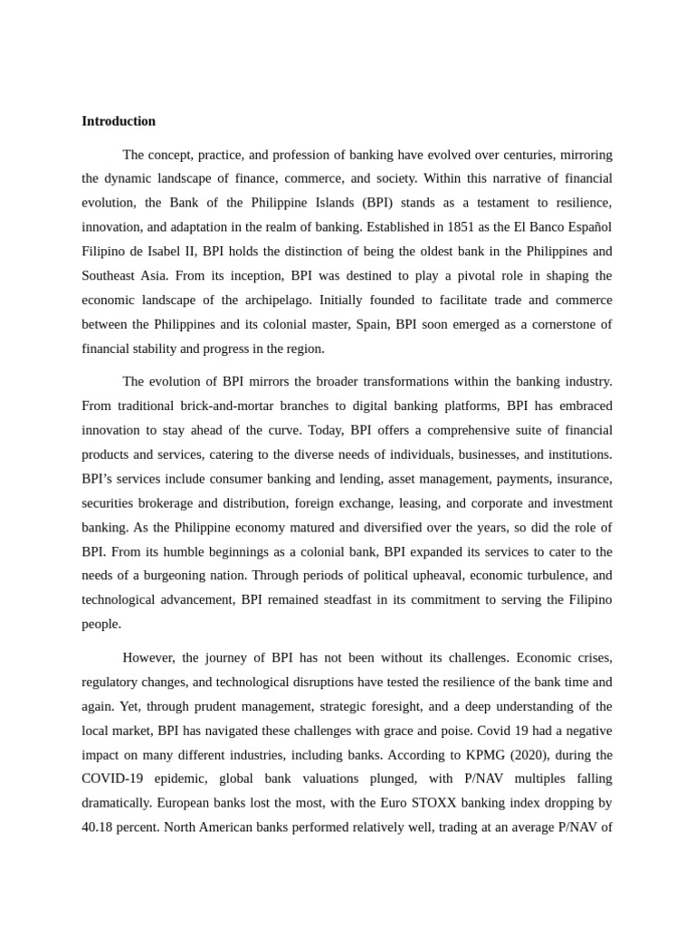 INTRODUCTION_BPI_FINAL | PDF | Banks | Philippines