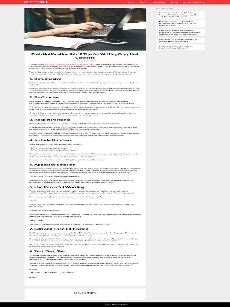 8 Tips for Effective Push Ad Copy | PDF | Human Communication | Mass Media