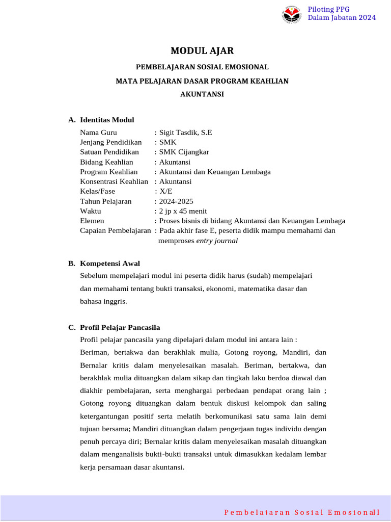 Modul Ajar UKIN Pa Igit | PDF