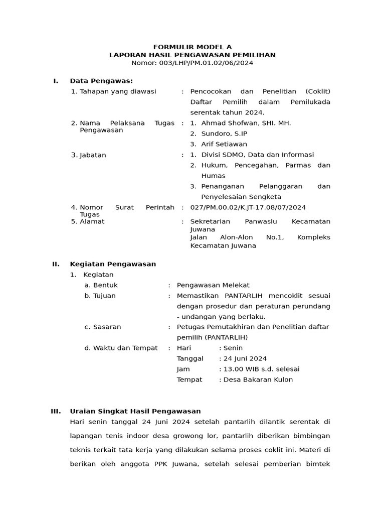 Form A Waskat Coklit | PDF | Hukum