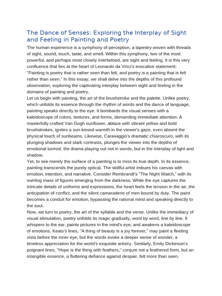 The Dance of Senses | PDF | Paintings | Perception