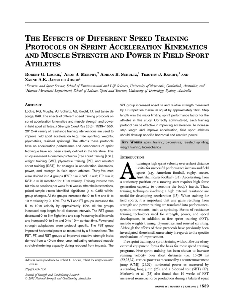 The Effects of Different Speed Training Protocols.12 | PDF | Strength ...