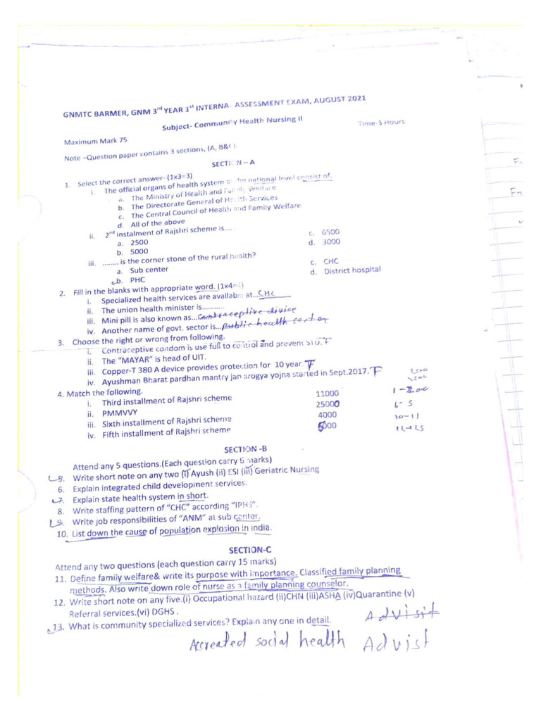CHN 2nd Internal Paper | PDF