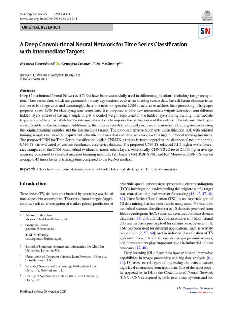 A Deep Convolutional Neural Network For Time Series Classification With Intermediate Targets