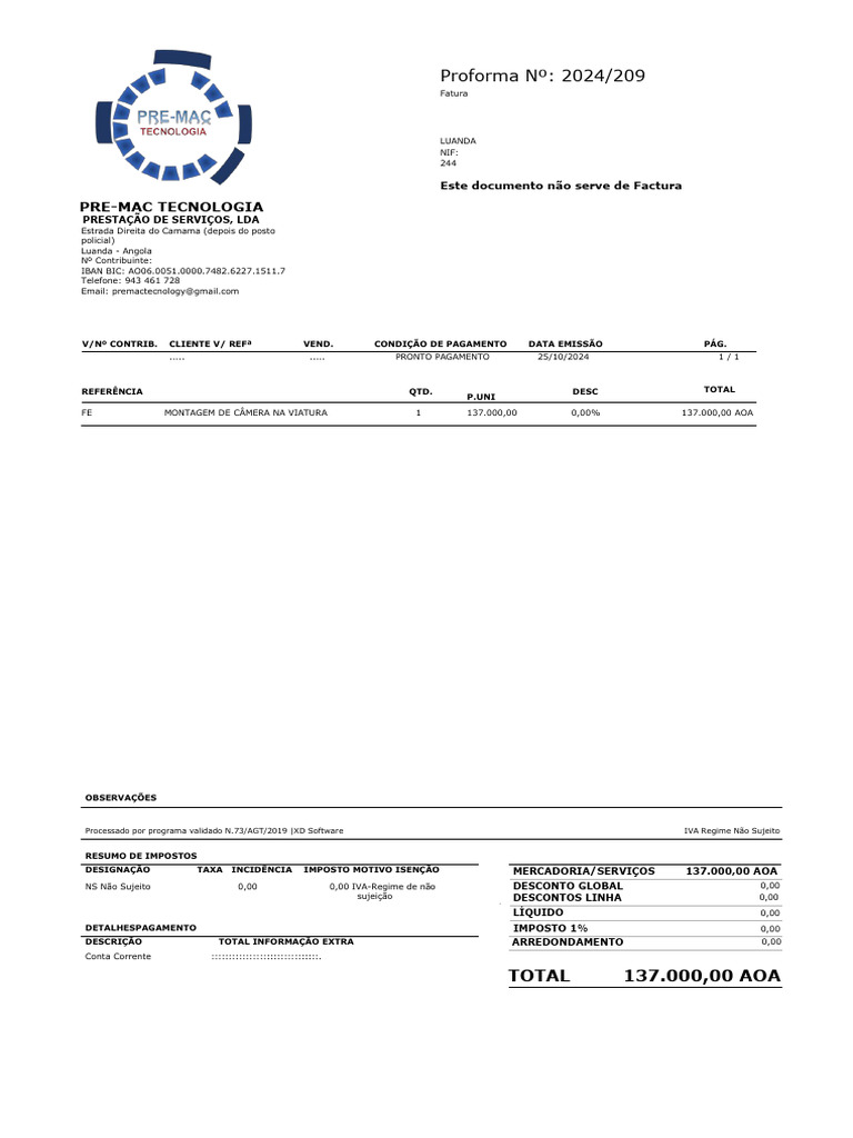 Proforma Block Security | PDF | Finanças Públicas | Impostos