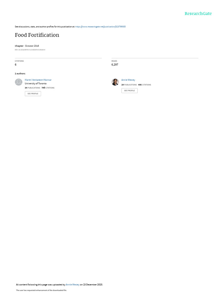 Food Fortification: October 2016 | PDF | Micronutrient | Staple Foods