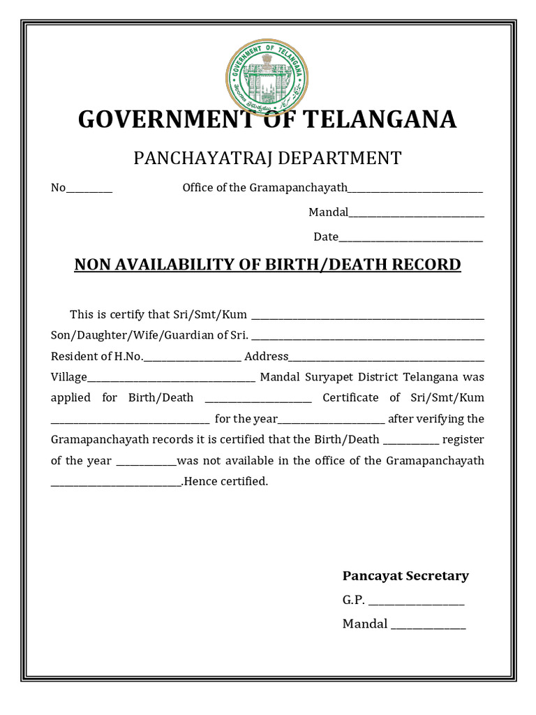 Non Avilability Certificate | PDF