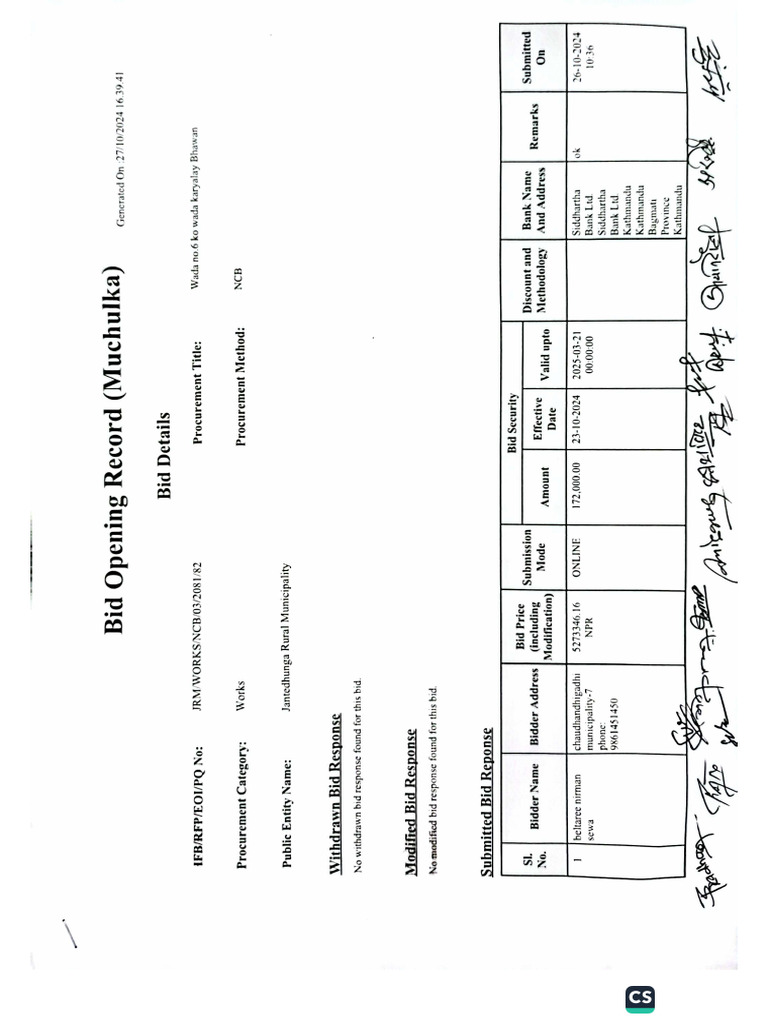 MUCHULKA Jantedhunga Ward Building | PDF
