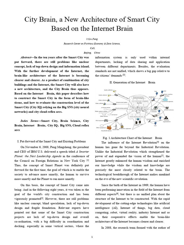 City Brain - a New Architecture of Smart City | PDF | Nervous System ...