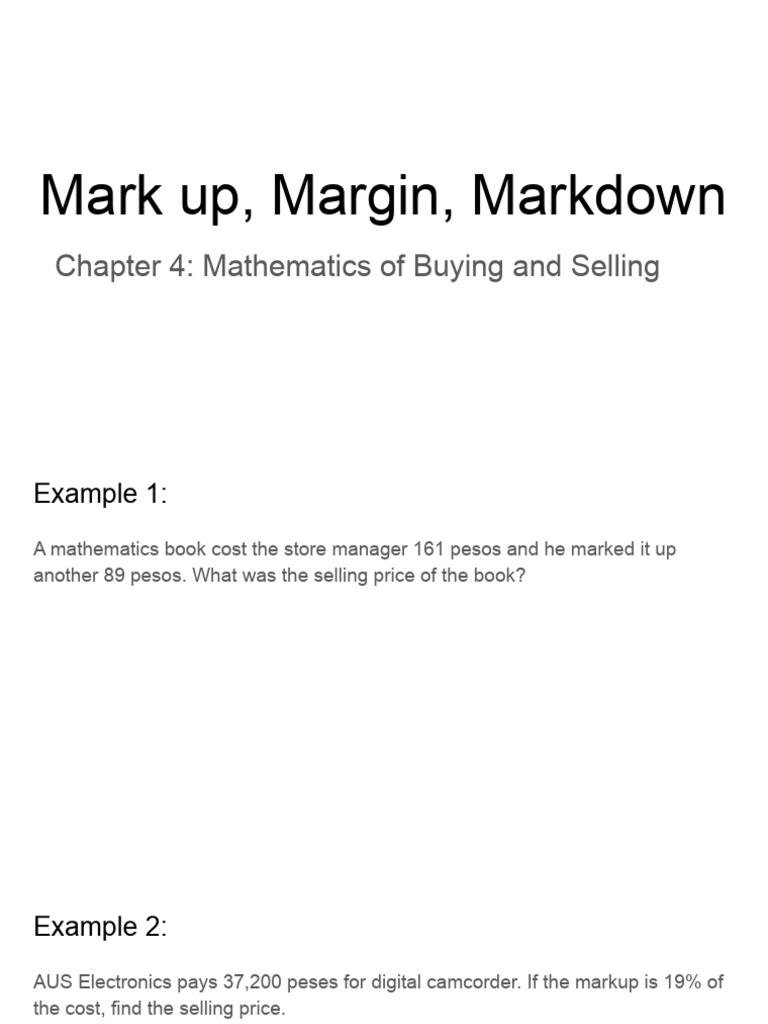 Mark Up, Margin, Markdown | PDF