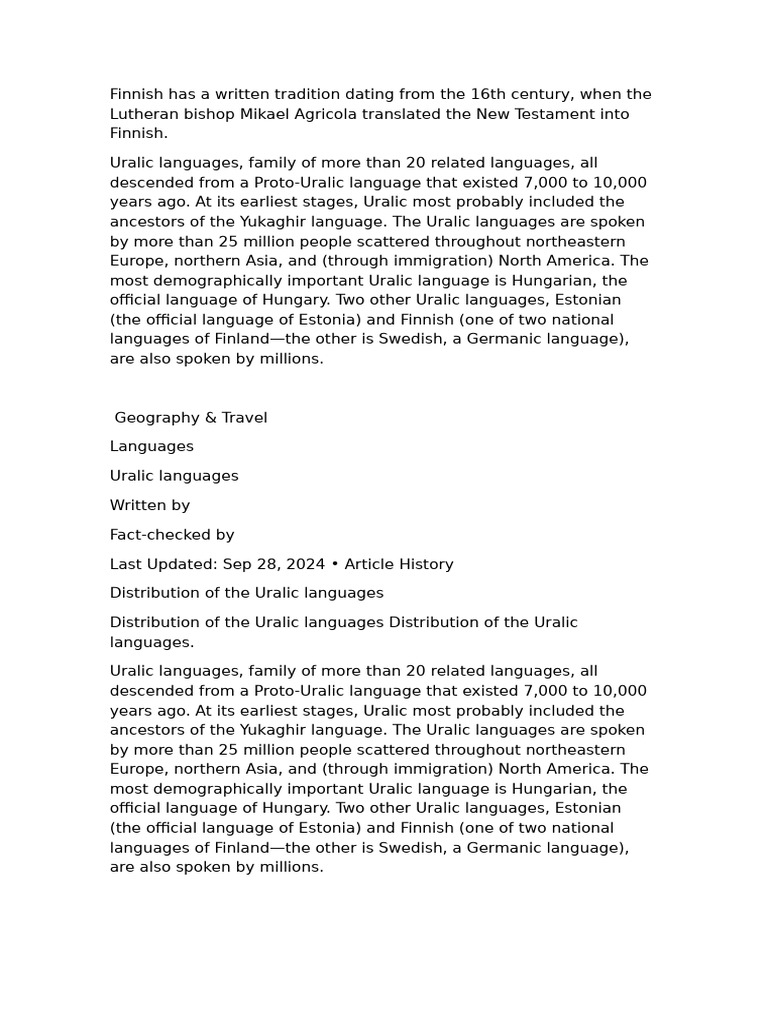 Finnish 2 | PDF | Language Families | Linguistics