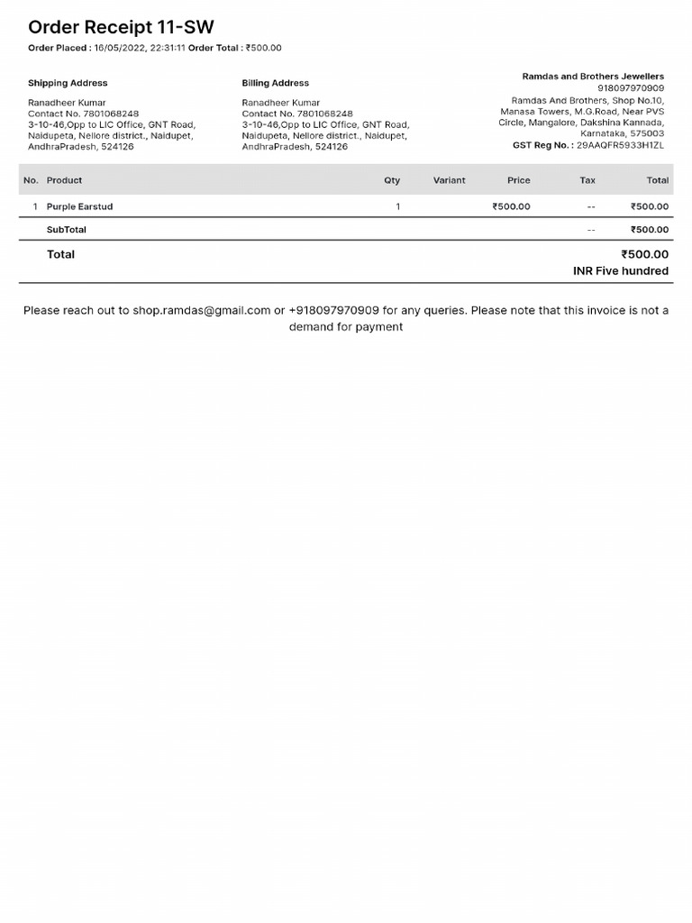 11 SWreceipt | PDF
