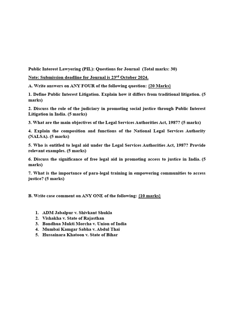 PIL Journal Questions | PDF
