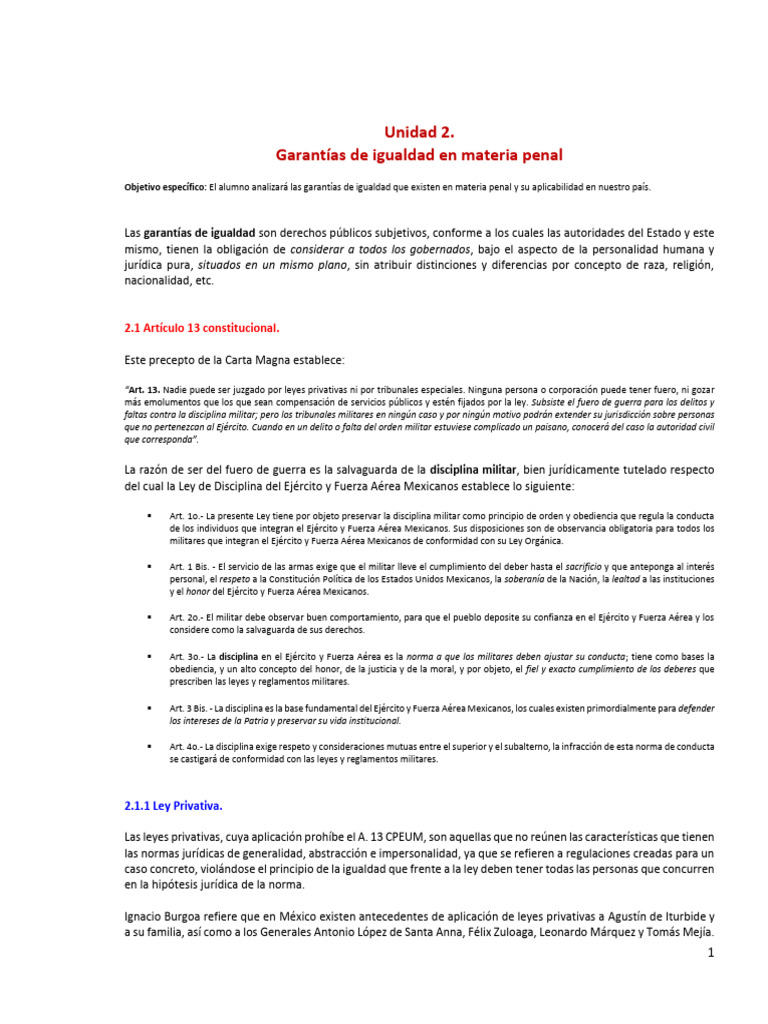 2, DHMP, Garantías de Igualdad | PDF | Inmunidad parlamentaria | Jurisdicción