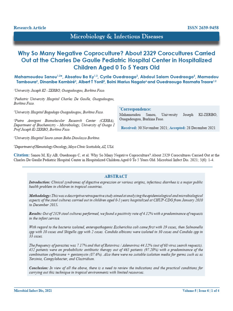 Pediatric Stool Culture Analysis | PDF | Diarrhea | Infection