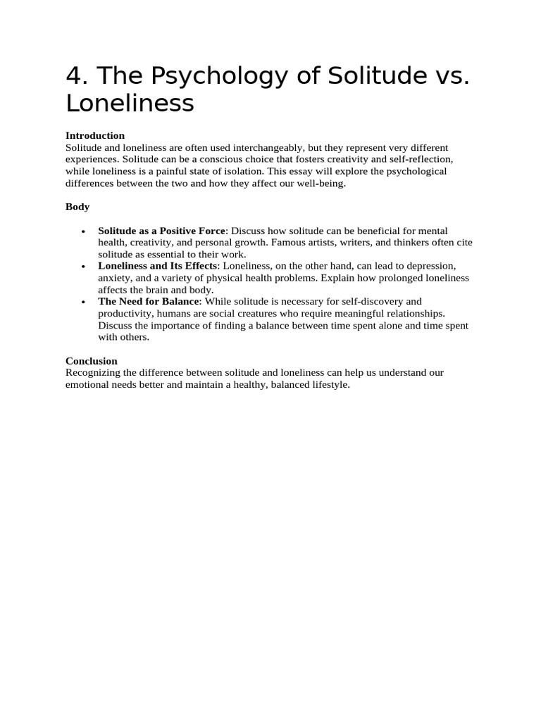 The Psychology of Solitude vs. Loneliness | PDF