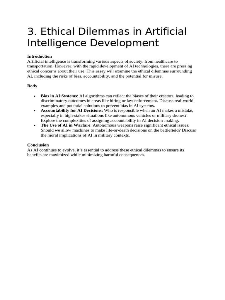Ethical Dilemmas in AI Development | PDF | Computers | Technology ...