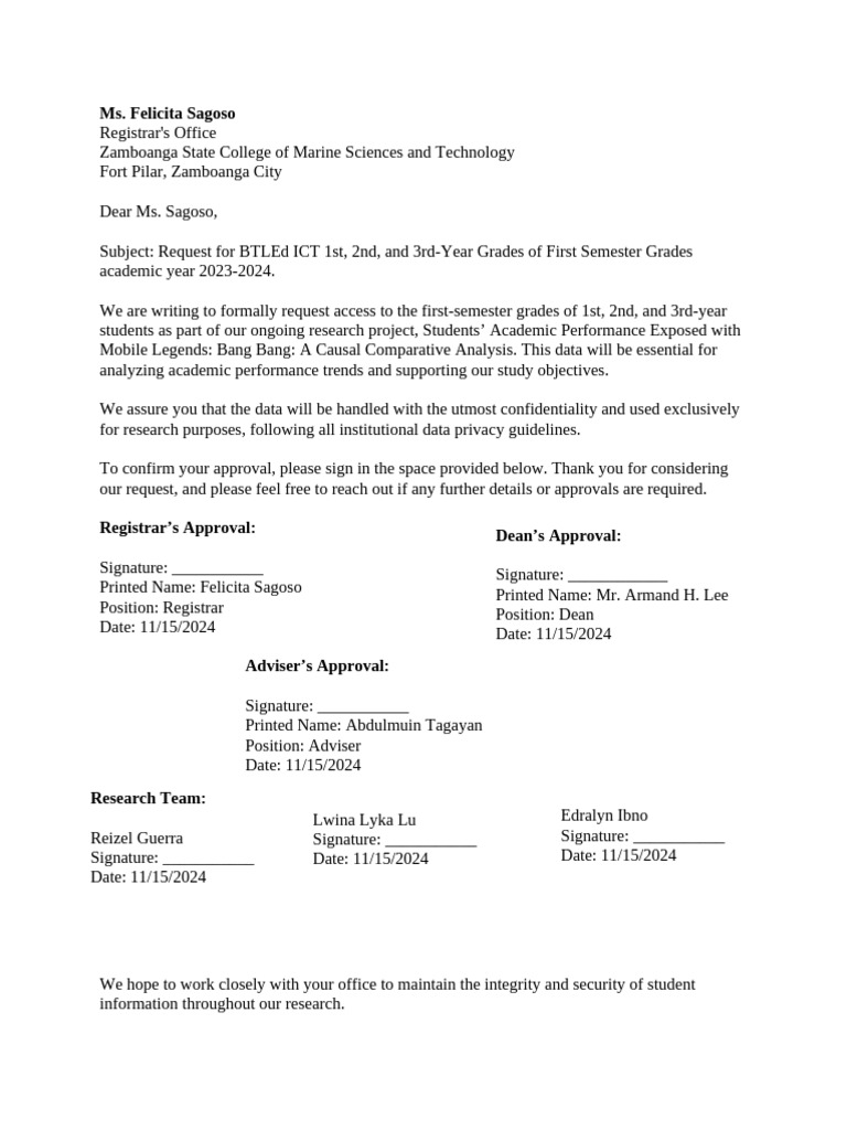 Letter For Grades | PDF | Career & Growth