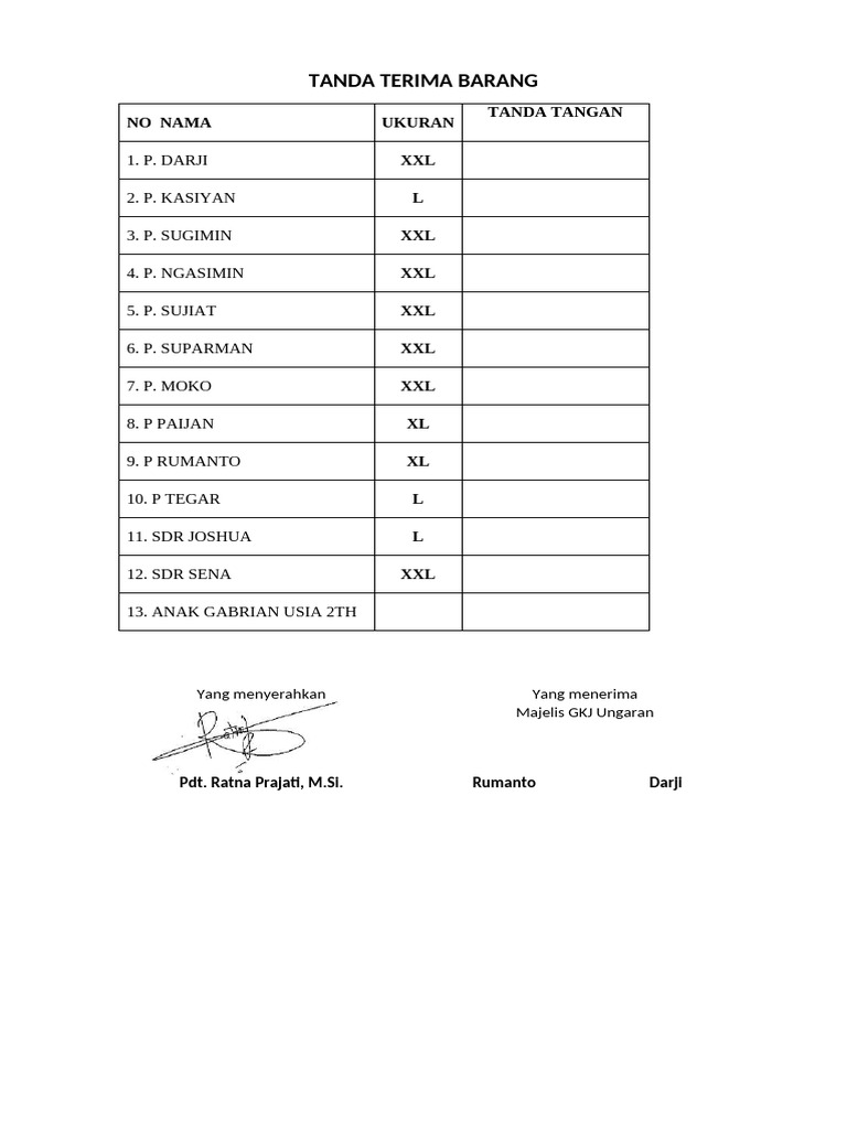 Tanda Terima Barang | PDF