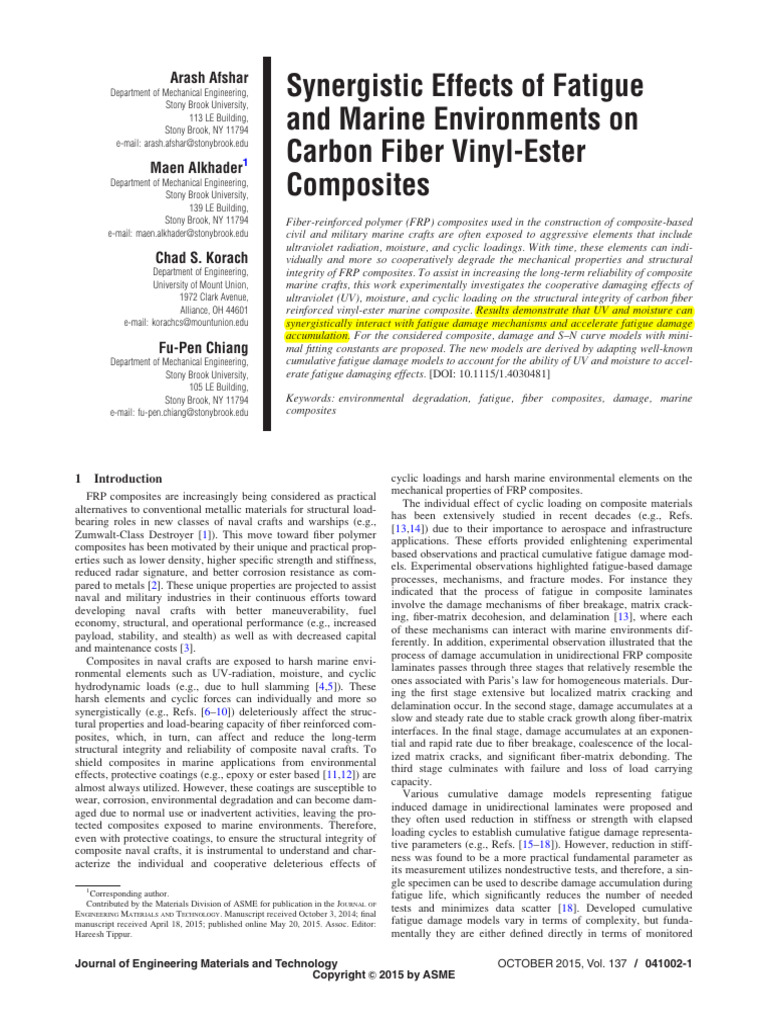 Synergistic Effects on Marine Composites | PDF | Fatigue (Material ...