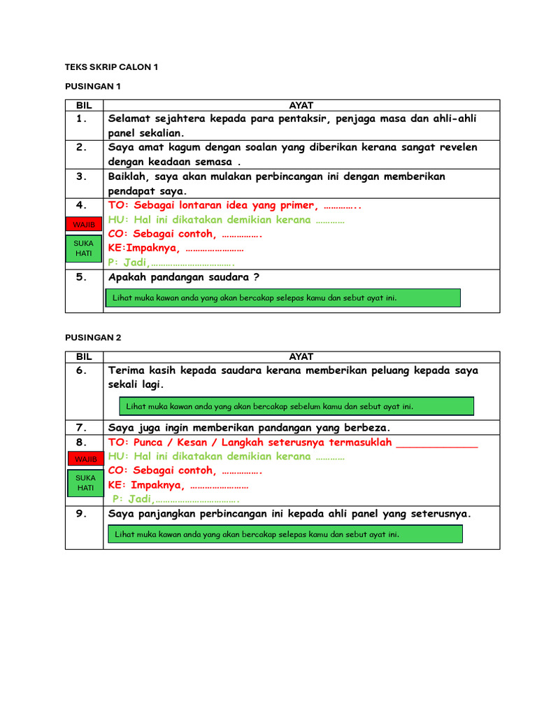 Ujian Bertutur Calon 1 | PDF