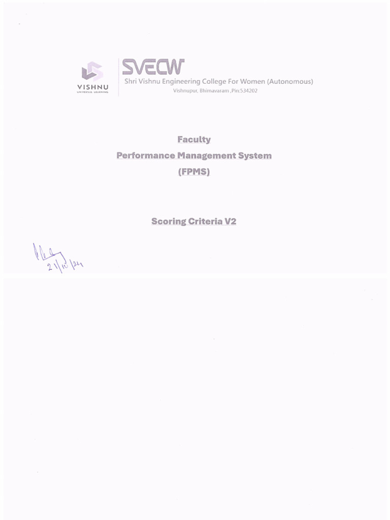 SVECW Faculty Performance Management System V2 | PDF