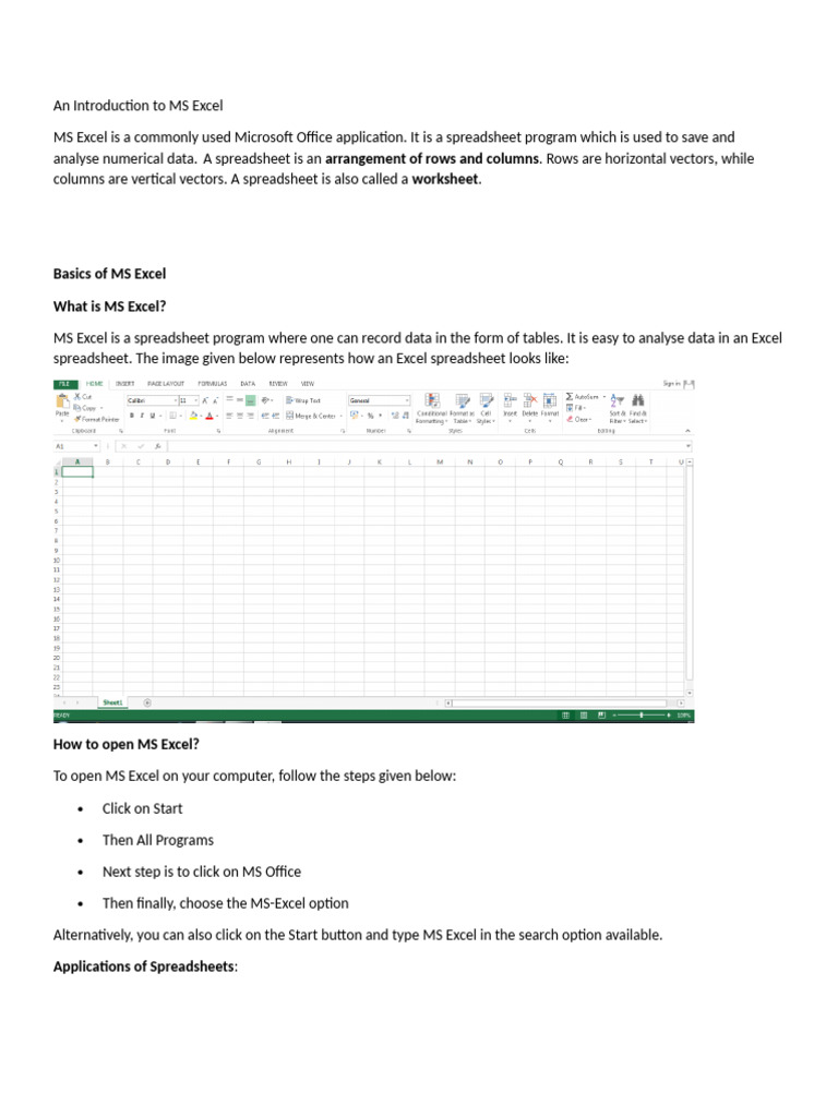 An Introduction To MS Excel | PDF | Microsoft Excel | Spreadsheet