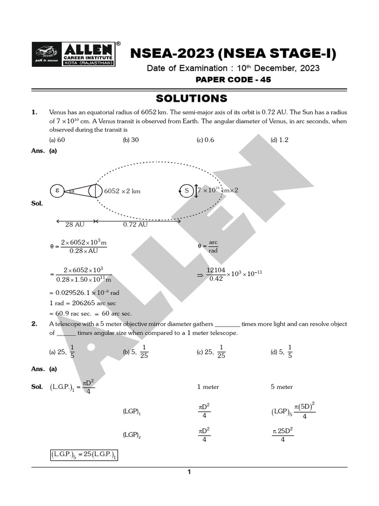 Astronomy & Math Quiz Solutions | PDF | Stars | Sun