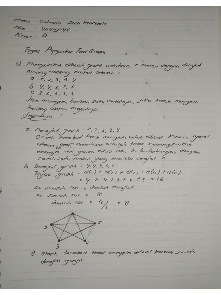 Oktavia Sindi Mangole - 411419046 - Tugas2 - Pengantar Teori Grap | PDF