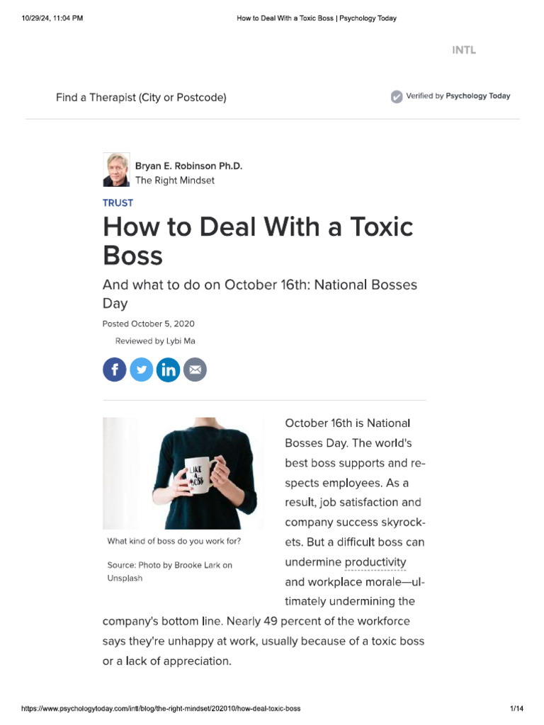 How To Deal With A Toxic Boss | PDF