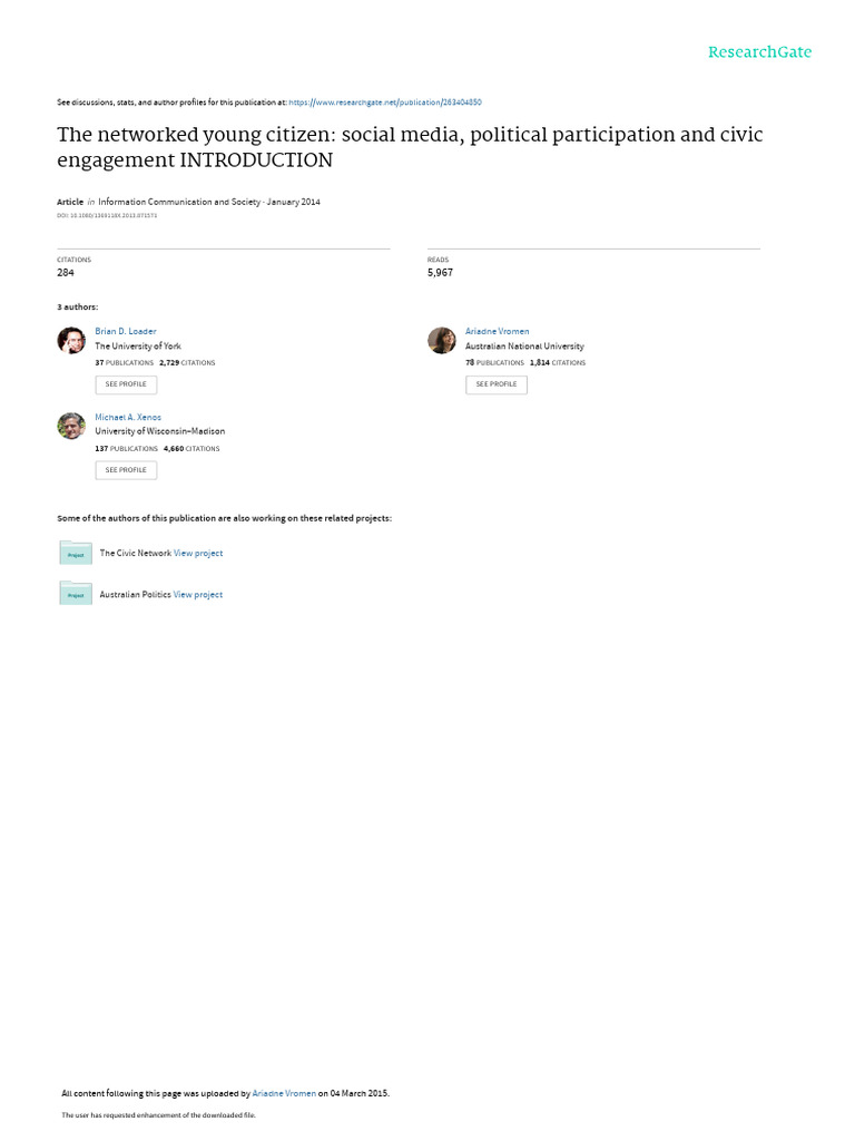 Networked Youth: Social Media & Politics | PDF | Social Media | Popular ...