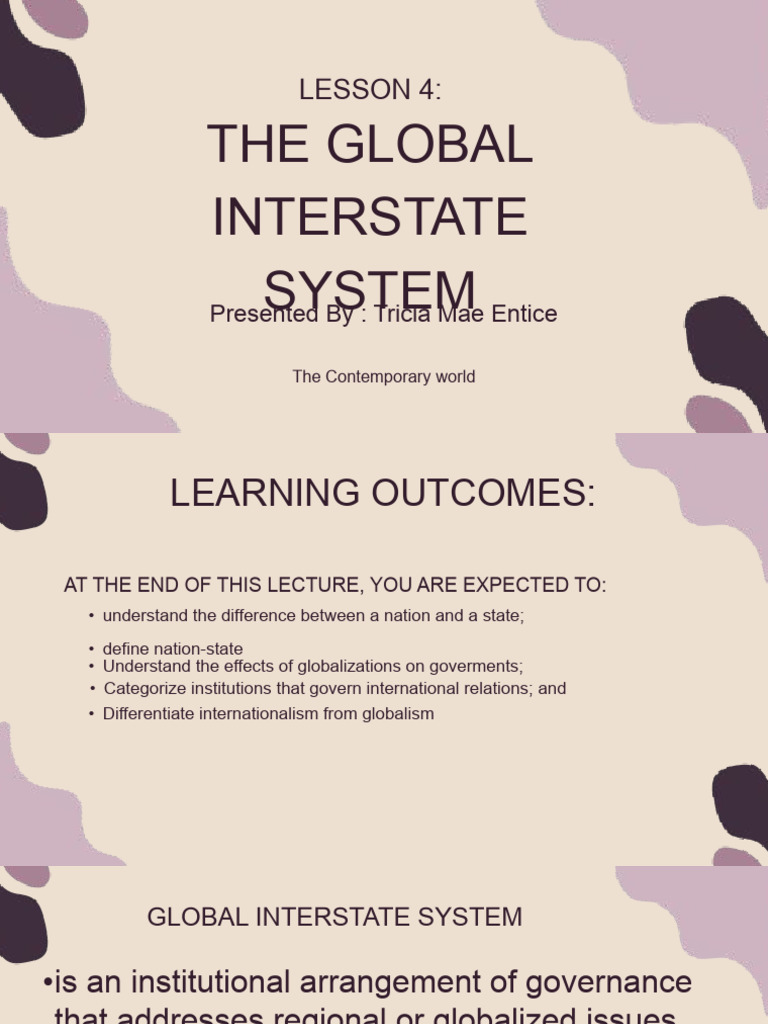 The Global Interstate System Lesson 4 Entice | PDF | State (Polity ...