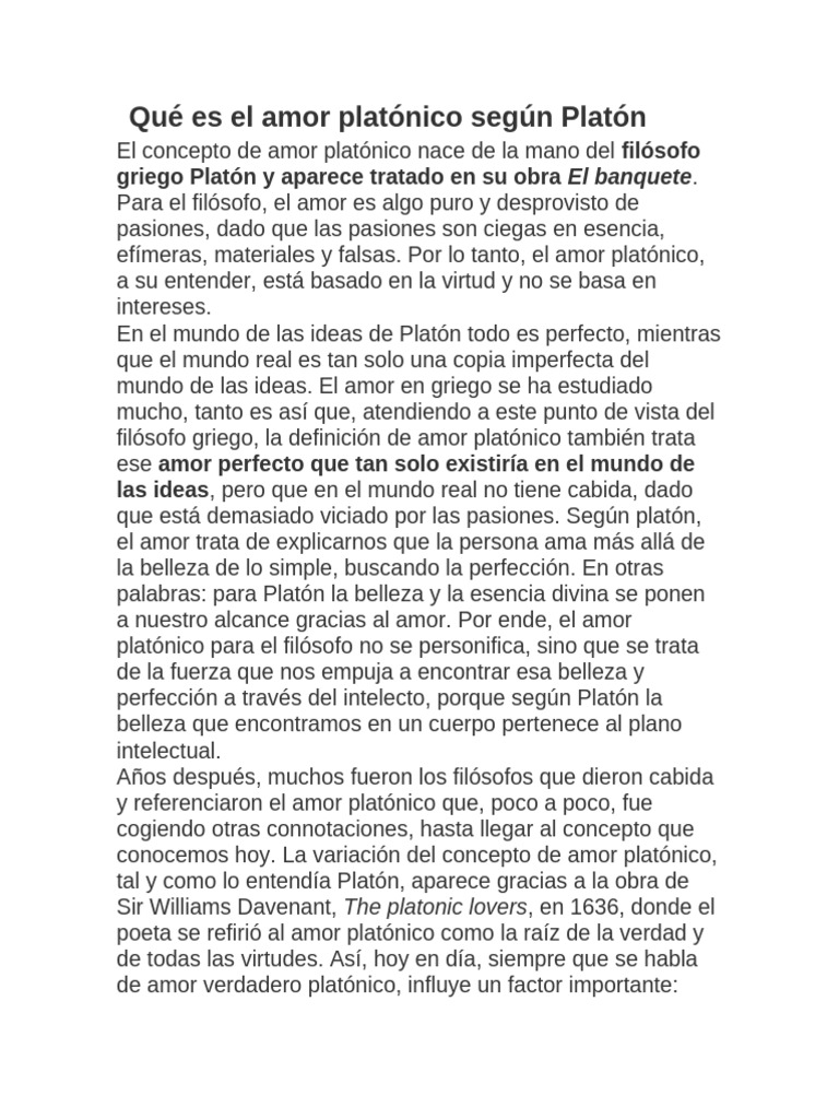 Amor Platónico según Platón: Definición y Origen | PDF | Religión y ...