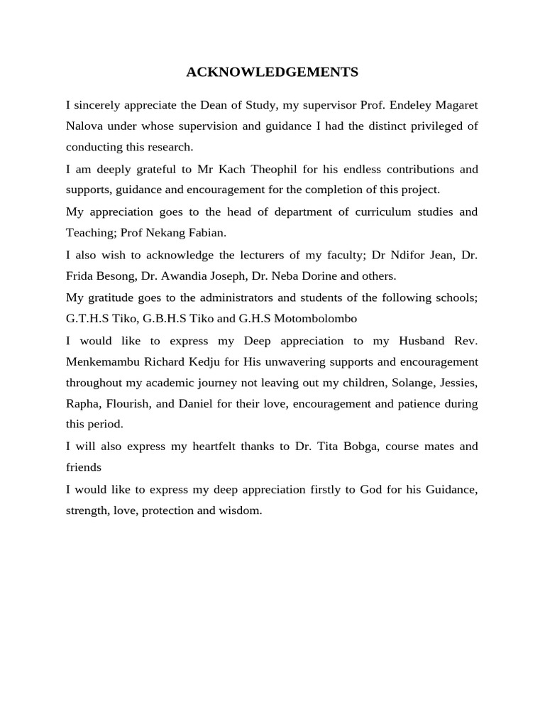 Acknowledgment, MADAM | PDF | Teachers | Learning