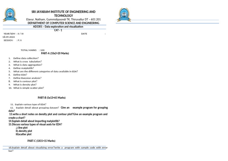 Ad3301 CAT 1 QP | PDF