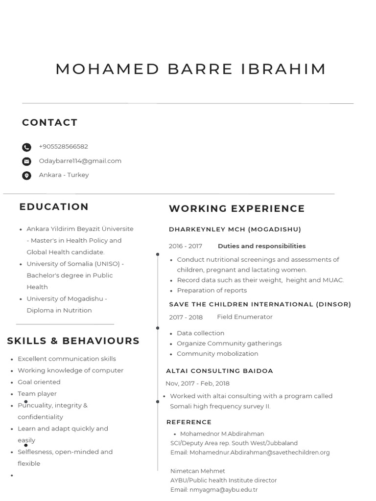 Mohamed Barre Ibrahim - Public Health CV | PDF