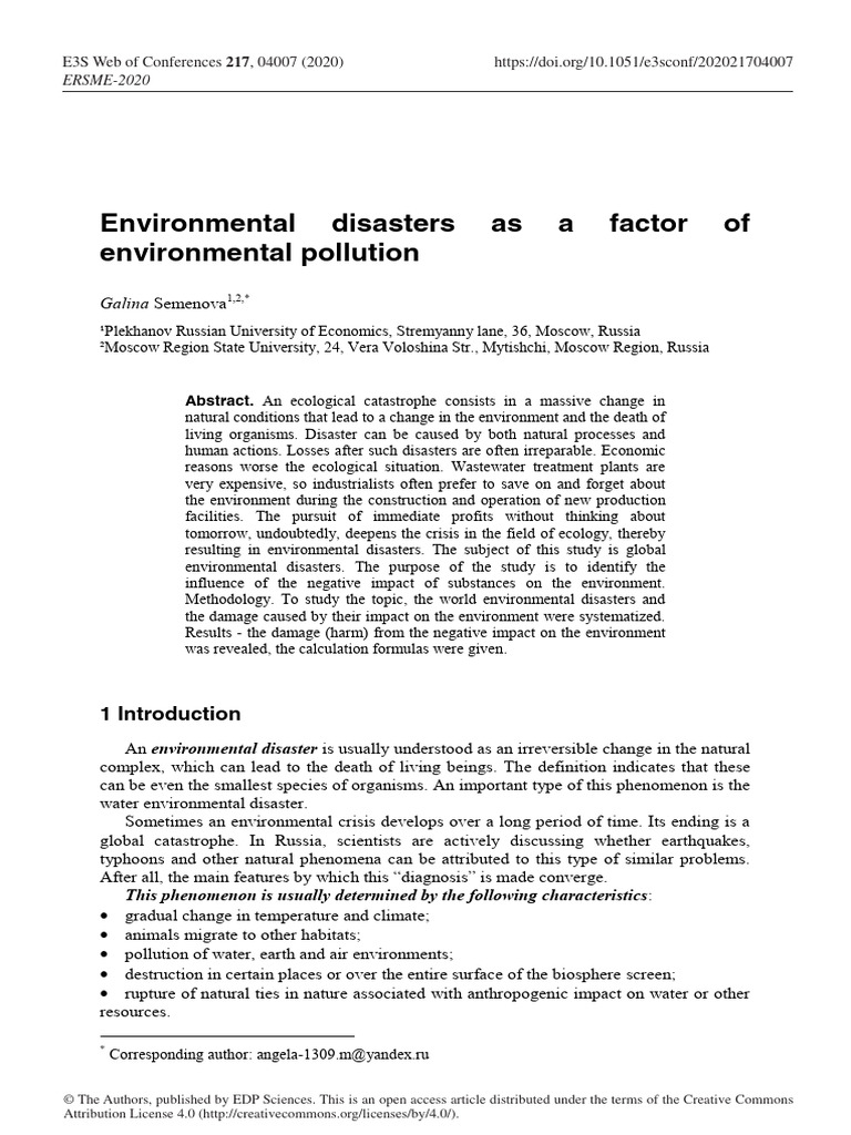 Environmental Disasters As A Factor of Environment | PDF | Oil Spill ...