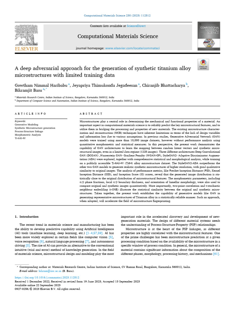 GANs for Synthetic Titanium Microstructures | PDF | Microstructure ...