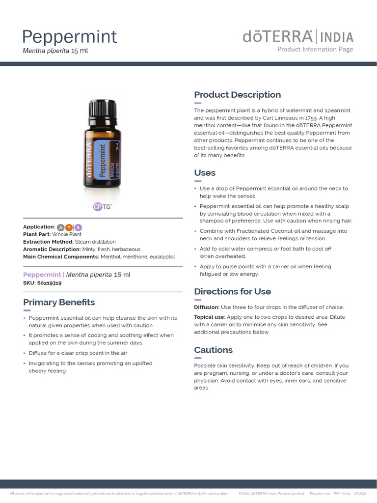 Peppermint Oil | PDF | Essential Oil | Mentha