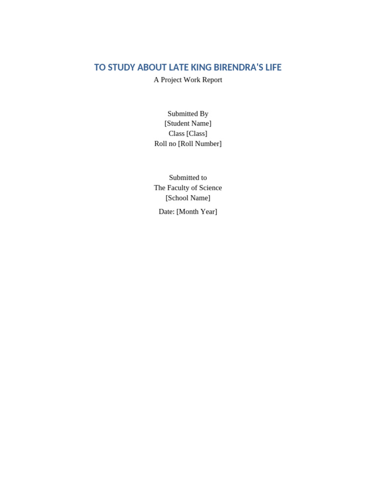 Late King Birendra's Life Project Work | PDF | Engines | Statistics